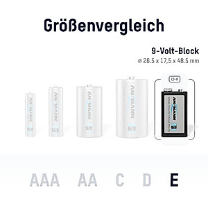ANSMANN 9V Rechargeable Batteries 300mAh pre-Charged Low Self-Discharge NiMH 9 Volt Battery 9V Battery (2-Pack)