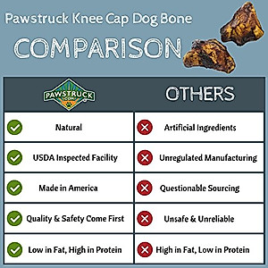 Pawstruck Natural Knee Cap Dog Bones Pet Food, 10-Pack Dog Treats for Aggressive Chewers, Low Fat and High Protein Dental Chews, Beef Flavor, Long Lasting and Calming Rawhide Alternatives, 1.34 Kg