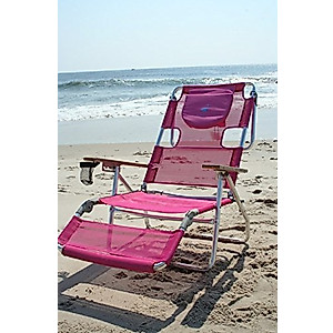 Ostrich 3N1 Lightweight Lawn Beach Reclining Lounge Chair with Footrest, Outdoor Furniture for Patio, Balcony, Backyard, or Porch, Pink