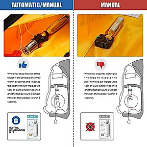 MOCOTONO Inflatable Life Jacket, Automatic/Manual Inflatable PFD Life Vest for Adults, Red - Auto Inflatable