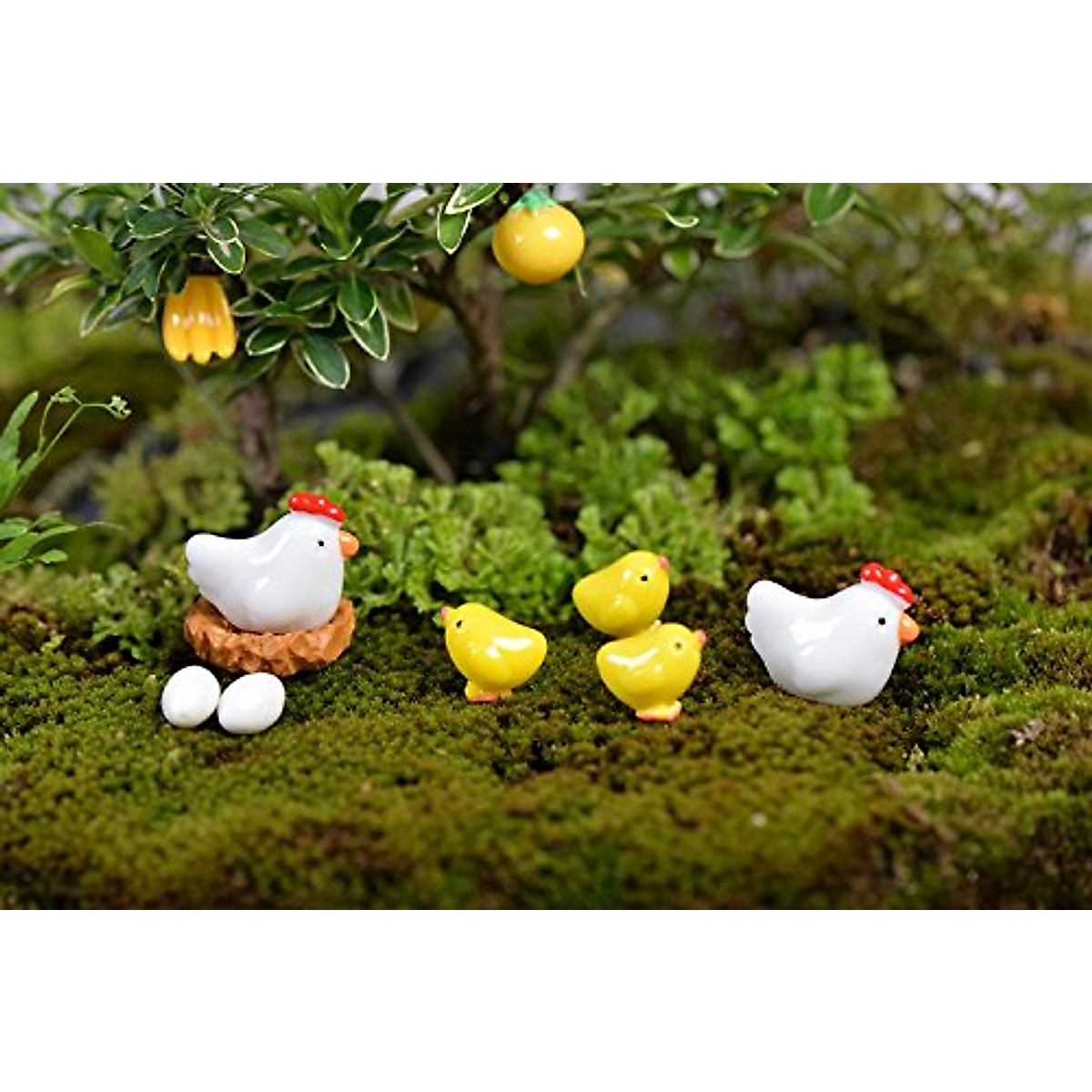 BoomTeck Miniature Garden Ornaments, 16 Pcs Mini Animal Chicken Ornament DIY Kits for Fairy Garden Bonsai Dollhouse Succulent Decor Home Decoration