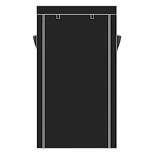 Wekity 10 Tiers Shoe Rack with Dustproof Cover Closet Shoe Storage Cabinet Organizer (Black)