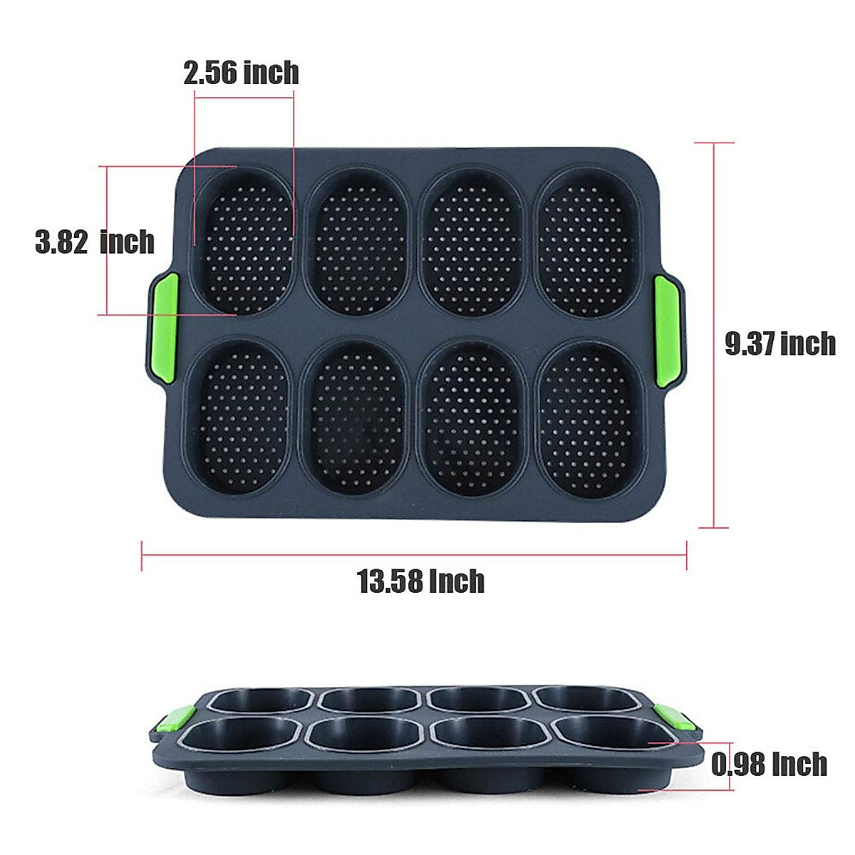 Silicone Baguette pan Mini Baguette Baking Tray, Bread Crisping Tray Hot Dog Molds, Non-stick Perforated French Bread Loaf Baking Mould, Toast Cooking Bakers Roll Pan Sandwich Mold (Grey)