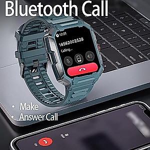 Smart Watches for Men, IP68 Waterproof Fitness Watch 400 mAh Battery Bluetooth Call 1.85" HD Touch Screen Fitness Tracker with Heart Rate Blood Pressure, Sports Watch for Android iOS, 47Blue