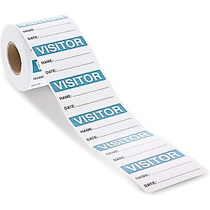 Juvale 500 Visitor Pass Stickers Identification Label Roll Writable Badge for School, Daycare, Hospital, Clinic, Museum, Business, 3 x 2 Inches