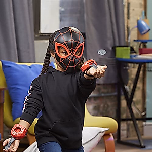 Spider-Man Marvel Across The Spider-Verse Web Action Gear, Miles Morales Costume Mask and Gauntlets, Super Hero Toys for 5 Year Old Boys and Girls and Up