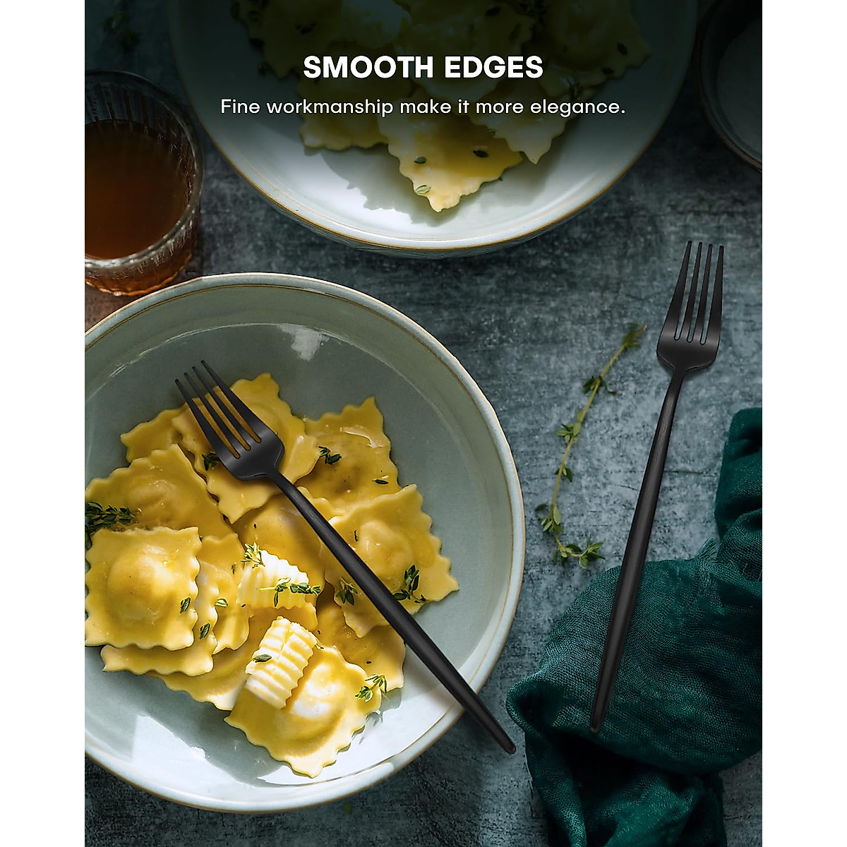 EUIRIO 30-Piece Silverware Set for 6, Stainless Steel Flatware Set Matte Black, Modern Brushed Thick Cutlery Set with Spoons Forks and Knives, Utensil Sets for Home Kitchen Hotel, Dishwasher Safe