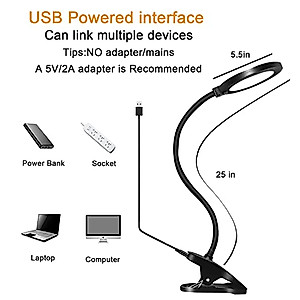 GLFERA Clamp LED Desk Lamp, Flexible Gooseneck Table Lamp, 3 Lighting Modes with 3 Brightness Levels, Dimmable Office Lamp, Touch-Sensitive Control(Black)