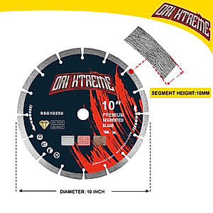 ORIXTREME 10 Inch Diamond Saw Blade 5pcs, Segmented General Purpose Blade Dry/Wet Cutting Concrete, Masonry, Brick, Block,7/8"-5/8” Arbor