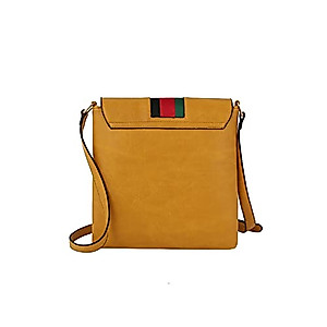 Handbag Republic Fashion Bee Crossbody Multi Color Stripe Messenger Vegan Leather Purse for Women (Black)