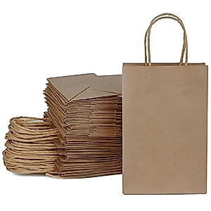 JOYIN 100 PCS Kraft Paper Bags Christmas Gift Bags with Handles, Recyclable Paper Sack, Paper Shopping Bags, Retail Merchandise Bags