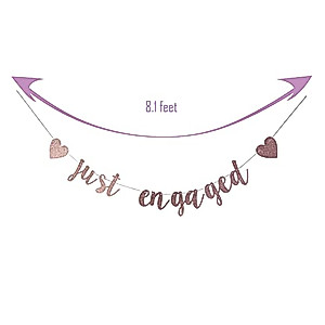 Just Engaged Rose Gold Glitter Banner, Bridal Shower, Engagement, Bachelorette,Wedding Announcement Party Photo Props