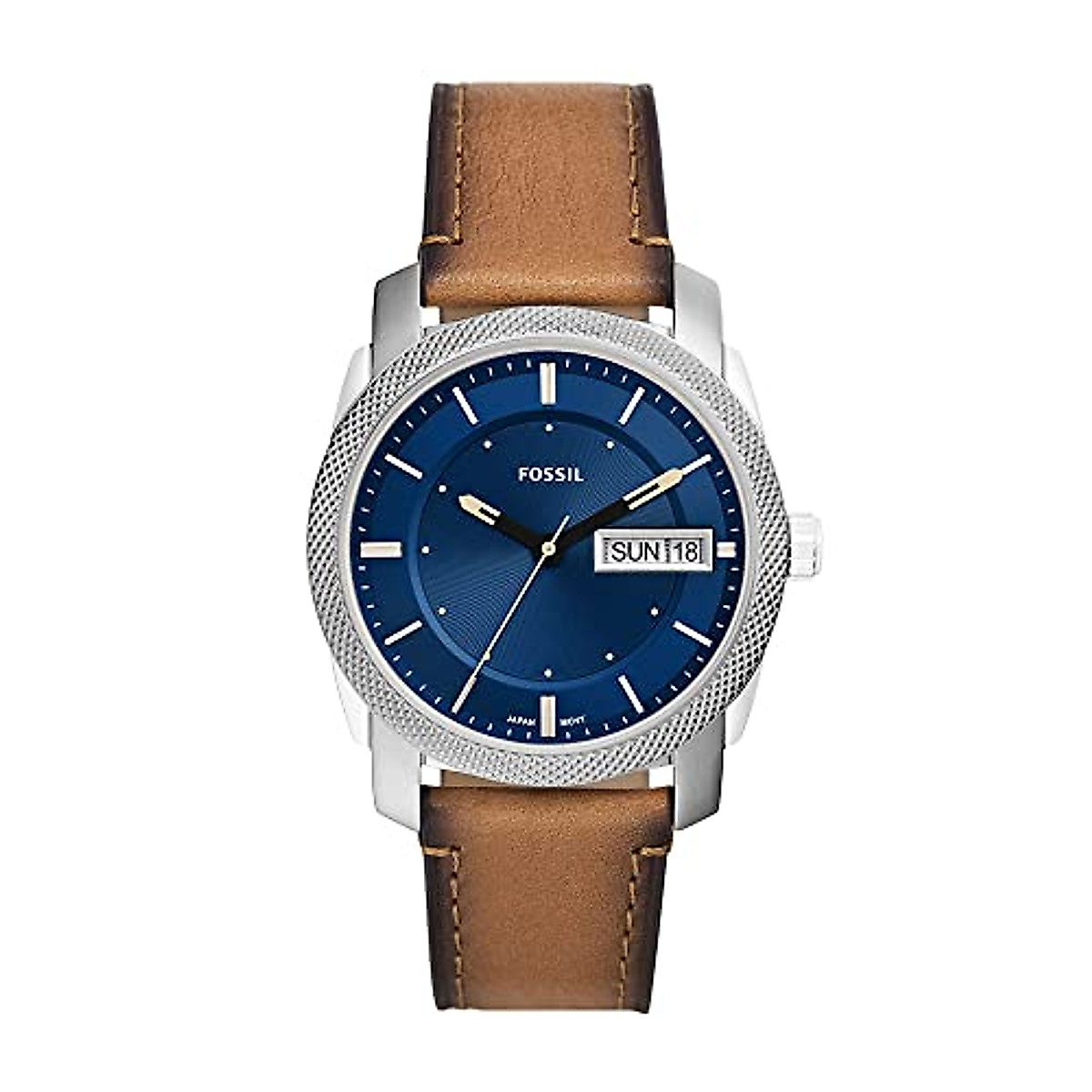 Fossil Men's Machine Quartz Silver and Leather Three-Hand Watch, Color: Silver (Model: FS5920)