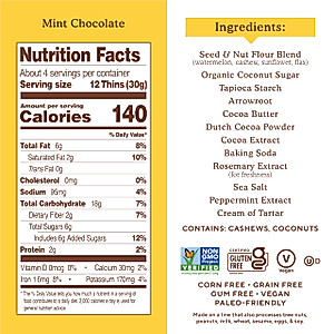 Simple Mills Sweet Thins Cookies, Seed and Nut Flour, Mint Chocolate - Gluten Free, Paleo Friendly, Healthy Snacks, 4.25 Ounce (Pack of 1)