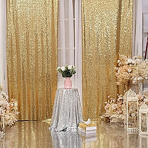 Juya Delight Gold Sequin Backdrop Curtain,4PCS 2FTx8ft Glitter Backdrop Curtain for Party,Birthday,Christmas Wedding Decoration