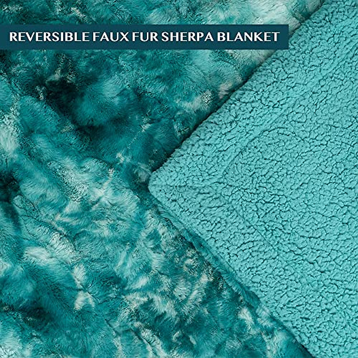 PAVILIA Soft Fuzzy Faux Fur Throw Blanket, Teal Green, Fluffy Furry Warm Sherpa Blanket Fleece Throw for Bed, Sofa, Couch, Decorative Shag Plush Comfy Thick Throw Blanket, 50x60 Inches