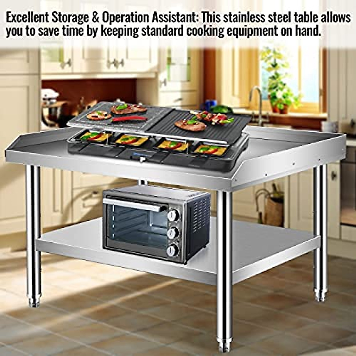 ZZZZS Stainless Steel Table,Equipment Grill Stand for Prep & Work, NSF Commercial Heavy Duty Table with Undershelf and Backsplash for Restaurant, Home and Hotel,36x30x24