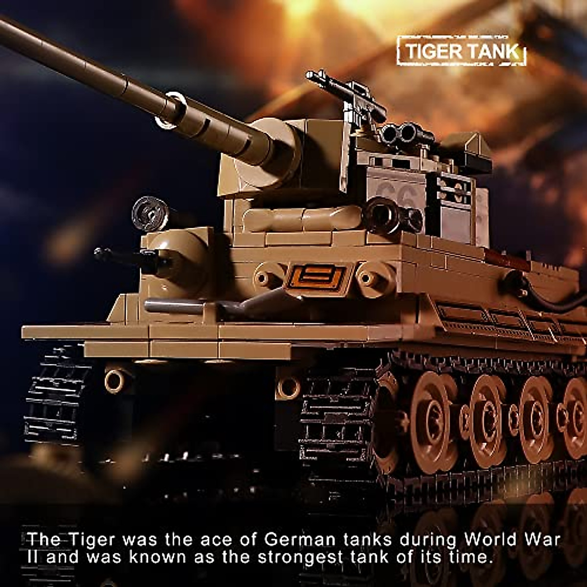 WW2 Army Tank Toys Building Kit, Create a German Tiger Tank and an American M4 Sherman Tank Model, Include 1184 Blocks, Great Military Toy Gift for Boys, Kids, and Teens Age 8-14
