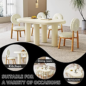 GraceNook Oval White Dining Room Table for 6, 71" Dining Room Table for 6, 6 Person Modern Dining Table for Kitchen, Dining Room