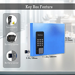 DiDiHere 16 Key Lock Box, Key Cabinet Wall Mount, Smart Key Safe Lockbox Holder for Valets, Hotels, Car, House Keys, 4-Ways Unlocking, Key Organizer Security Storage