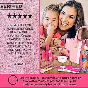 Make it Up, 20 Piece- Glamour Girl 2 in 1 Realistic Pretend Makeup Set + Purse & Toy Set (Not Real Makeup) [Toy]