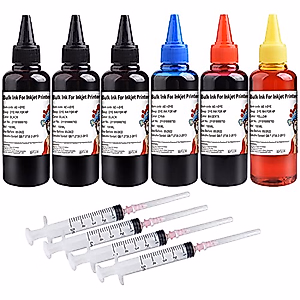 KSI Ink Refill kit 6x100ml forHP 950 951 932 933 60 61 952 902 901 62 63 64 65 21 22 920 940 934 564 711 970 971 94 95 96 Refillable Ink Cartridge for HP Envy 4500 4520 5643 OfficeJet 6500a 6500 6000.
