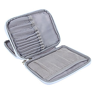 Teamoy Crochet Hook Case Empty, Crochet Hook Organizer with Multiple Pockets for Crochet Needles and Knitting Accessories, Cats Pink