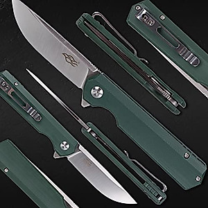 Firebird GANZO FH11 Top Pocket Folding Knife D2 Steel Blade Anti-slip G10 Handle with Clip Hunting Gear Fishing Camping Outdoor Folder EDC Pocket Knife (Green)