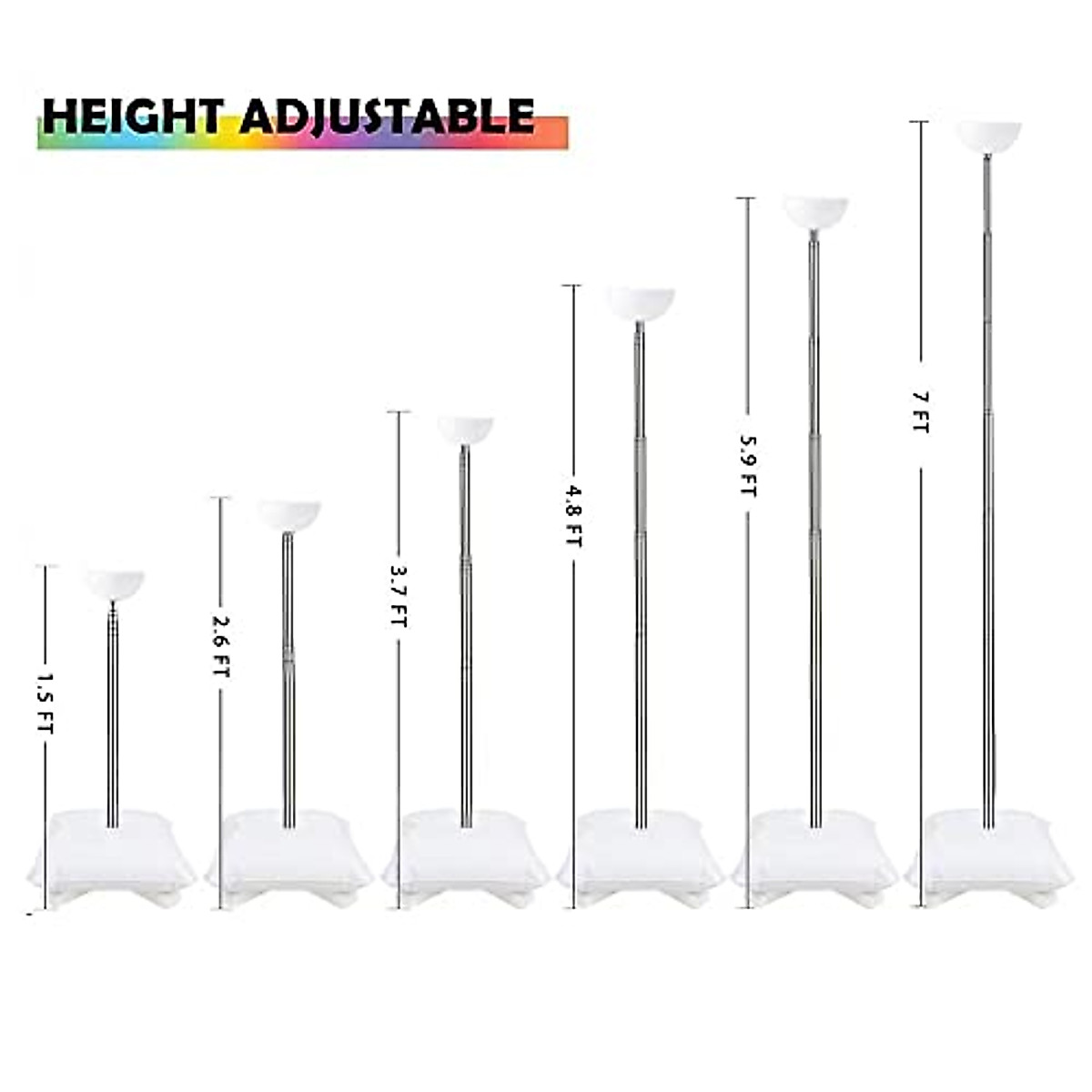 2 Sets Metal Balloon Column Stand Kits with Base, Large Reusable Height Adjustable Balloon Holder Stick with Cups for Floor/Table Top Centerpiece,Perfect for Indoor/Outdoor Yard Party Decor