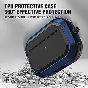 Winproo Armor Airpods Pro 2 Case Cover with Keychain, Military Hard Shell Full-Body Shockproof Protective Case Skin for Airpods Pro 2nd Generation [Blue]