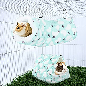 Tiibot 3 Pieces Small Pet Cage Accessories Small Pet Cage Hammock Hanging Tunnel and Bed Hideout Set Guinea Pig Cage Bedding Hanging Bed Cage and Hideout Tunnel for Hamster Squirrel Rabbit