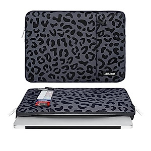 MOSISO Laptop Sleeve Case Compatible with MacBook Air/Pro, 13-13.3 inch Notebook, Compatible with MacBook Pro 14 inch 2023-2021 A2779 M2 A2442 M1, Leopard Grain Polyester Vertical Bag with Pocket