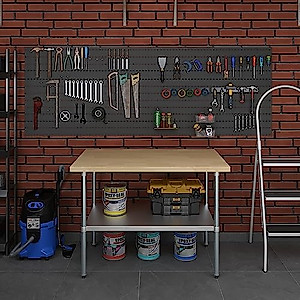 AmGood 30" x 48" Maple Wood Top Work Table with Adjustable Undershelf