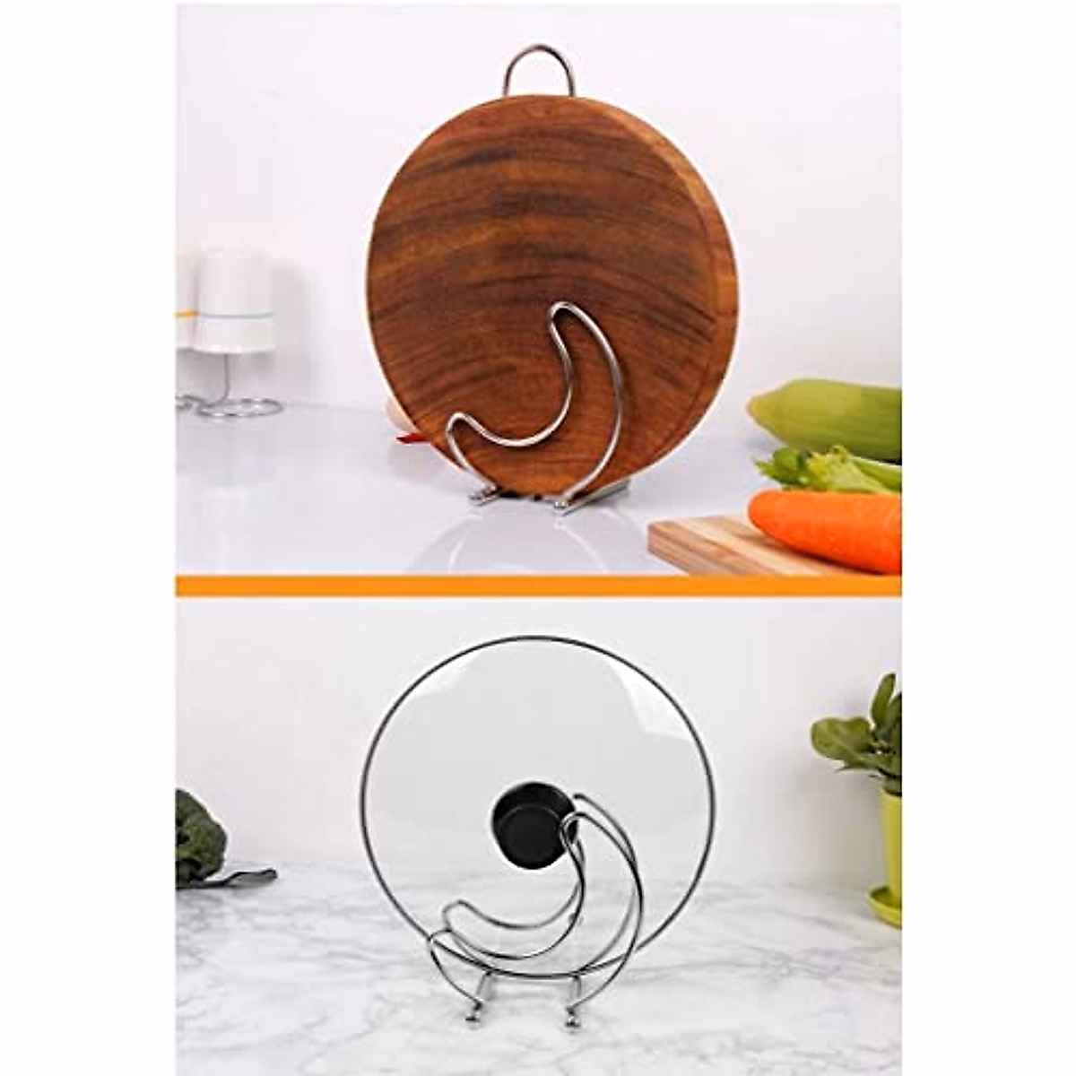 Pan Lid Holder Cover Frame Chopping Board Stand Sitting Kitchen Household 304 Stainless Steel Pot Cover Shelf (Color : Narrow) (Color : Widened)