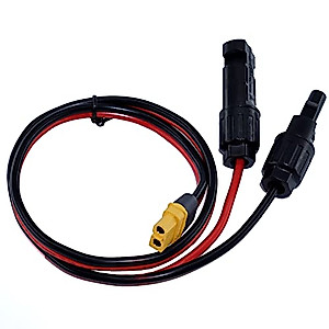 iHaospace Solar Connector to XT60 Cable,12AWG 2FT XT60 Adapter Extension Charger Cable Compatible with Ecoflow Delta 2 River 2 Pro Mini / EB55 Power Station Solar Panel Solar Generator