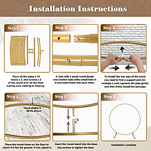 6.6FT Balloon Arch Stand Metal Round Backdrop Stand with Thickened Water Bags 50pcs Balloon Clip Storage Bag Circle Balloon Arch Frame Wedding Arches for Ceremony Birthday Party Baby Shower Decoration