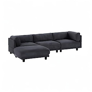 Eafurn 102.4" Convertible Sectional Sofa with Reversible Chaise and Detachable Cushion Back, L Shaped Corner Couch,Comfy Polyester Blend Upholstered Sofa&Couches for Living Room Furniture Sets