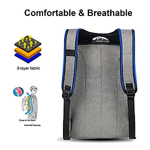 SLOTRA Laptop Backpack, 15.6 Inch Anti Theft Slim Laptop Backpack with USB Charging Port, Water Resistant Business Laptop Backpack for Men/Women, Durable College School Backpack Grey