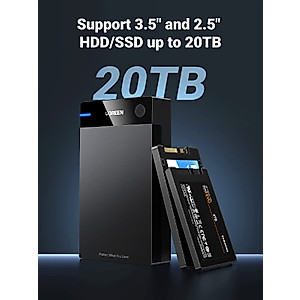 UGREEN External Hard Drive Enclosure for 3.5 2.5 Inch SATA SSD HDD USB 3.0 to SATA III Hard Drive Case with UASP 12V Power Adapter Compatible with WD Seagate Toshiba Samsung Hitachi PS5 Xbox