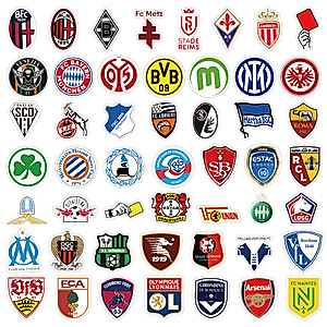 Football Team Club Stickers |100Pcs Soccer Fans Logo Sport Stickers Waterproof Vinyl Sports Decal for Water Bottle, Laptop, Phone Cases, Vinyl Waterproof Stickers, Decal Softball Gifts for Girls