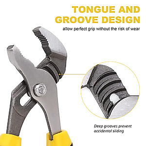 TOPLINE 4-piece Groove Joint Pliers Set with Bi-Material Handles, Tongue and Groove Pliers Set Included 12-in, 10-in, 8-in and 6-in, Perfect for Plumbing Repair and Basic Home Maintenance