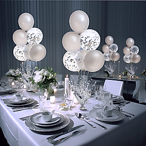 2 Set Silver Christmas Balloon Centerpieces for Tables Silver Balloons Stand Kit for Birthday Party Baby Shower Wedding Bridal Shower Retirement Engagement Prom Table Decorations