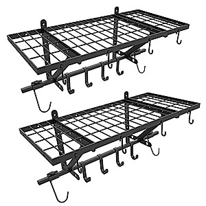 2-Pack Garage Storage Kit, Floating Garage Shelves with Bike Hanger, Wall Shelf Garage Storage Rack,Loads 500 lbs Wall Shelf Garage Storage Rack,Sturdy Garage Organizer Wall Mount Shelves