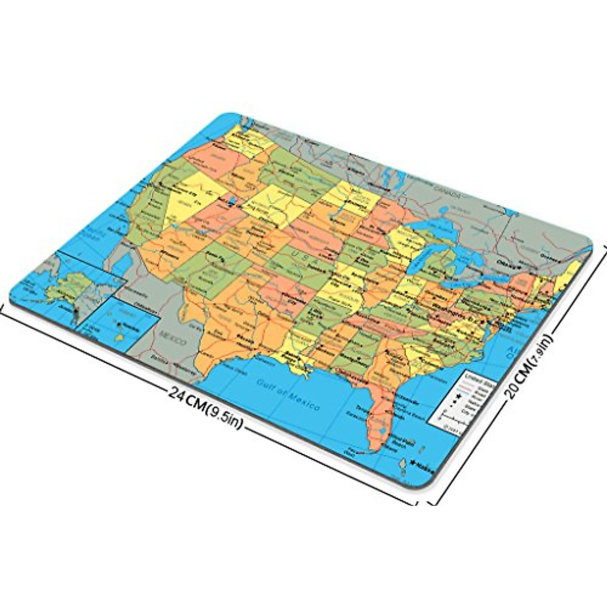 Smooffly Gaming Mouse Pad Custom,United States Map Non-Slip Thick Rubber Mouse pad,9.5 X 7.9 Inch (240mmX200mmX3mm)