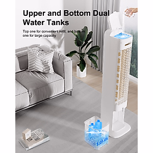 Uthfy Tower Fan for Bedroom,Fans that Blow Cold Air,41"Evaporative Air Cooler Swamp Cooler with 4L Tank & 4 Ice Packs,Oscillating Fan with Remote Control,Quiet Floor Standing Fan for Room