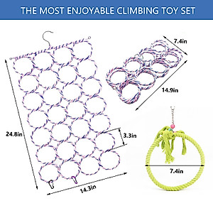 Sysmashing 3 Pack Swing Hanging Toys,Bird Climbing Rope Net Ladders Small Medium Pet Activity Toy Suitable for Parakeet,Cockatiel,Cockatoo,Hamster,Rat,Ferret(Random Color)