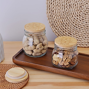 12 Pack Oui Yogurt Jar Lids Set, Natural Bamboo Wood Lids that Fit Oui Yogurt Jars, Oui Lids with Silicone Sealing Rings Perfect Sealing