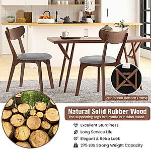 COSTWAY Dining Chairs Set of 2, Mid-Century Modern Kitchen & Dining Chairs with Curved Back and Cushioned Seat, Walnut Finished Wood Living Room Side Chairs for Kitchen, Dining Room, Bistro