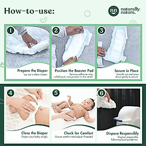 Naturally Nature Overnight Diaper Doubler Booster Pads with Adhesive (96 Count) for Pull-on & Regular Diapers | Nighttime Leak Protection for Heavy Wetters, Diaper Liners for Boys & Girls