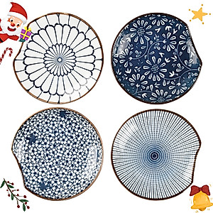 Spoon Rest for Stove Top 4 Pcs, 4.8" Spoon Holder Ceramic Spoon Rest for Kitchen Counter Dining-Table, Heat Resistance Kitchen Spoon Utensil Rest for Coffee Spoons,Ladles,Tongs,Spatula